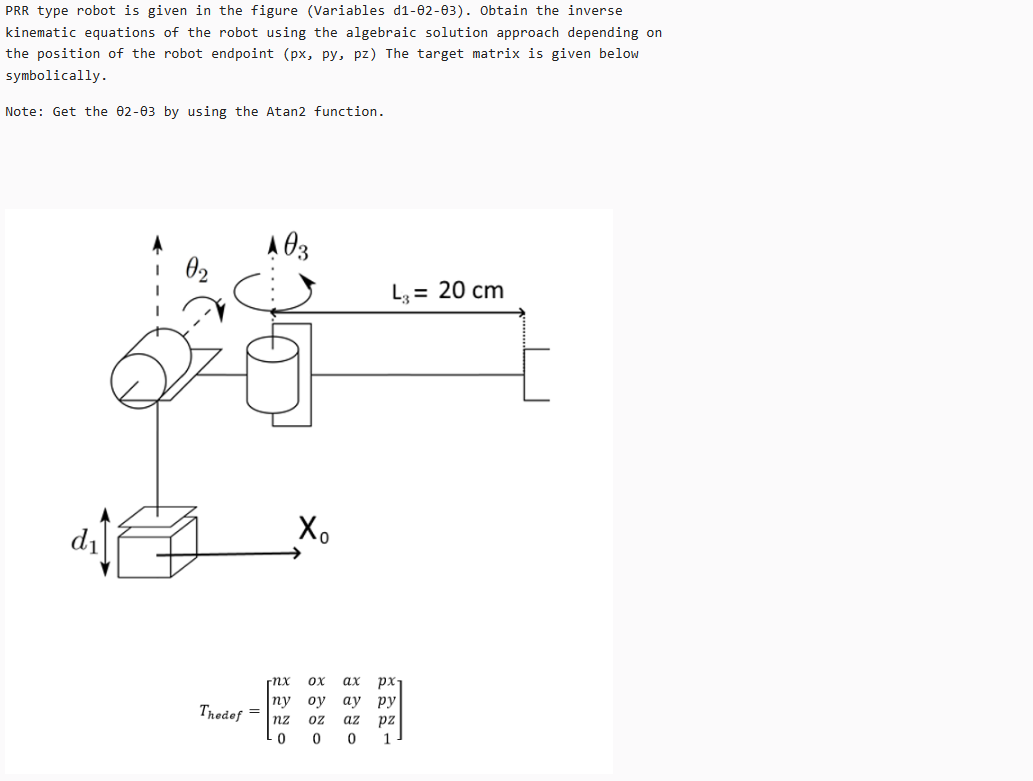 Solved PRR type robot is given in the figure (Variables | Chegg.com