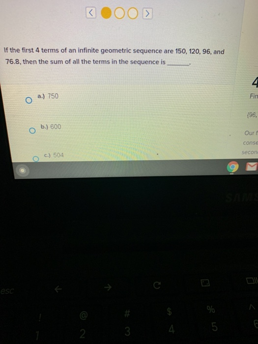 Solved K If the first 4 terms of an infinite geometric | Chegg.com