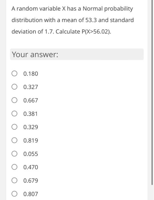 Solved A random variable X has a Normal probability | Chegg.com