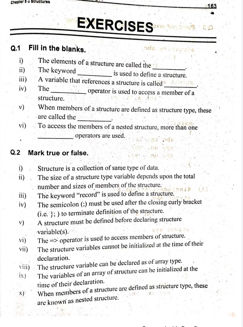 Solved Chapter 5 o Structures Q.1 i) ii) iii) iv) v) vi) i) | Chegg.com