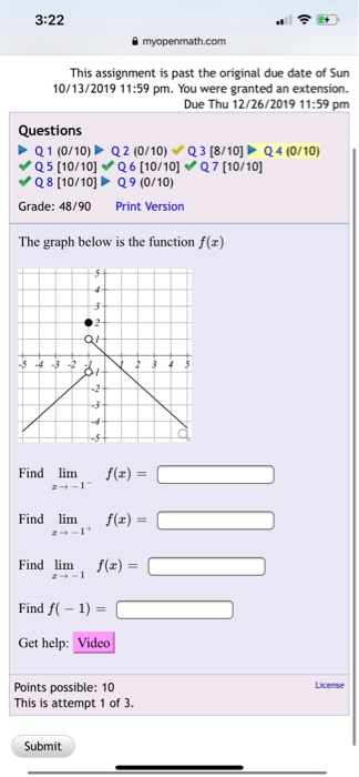 Solved 3:22 AA myopenmath.com Q7 [10/10] Q5 [10/10] 26 | Chegg.com