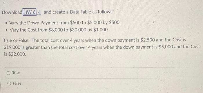 Solved One variable Data Tables should have the range of | Chegg.com