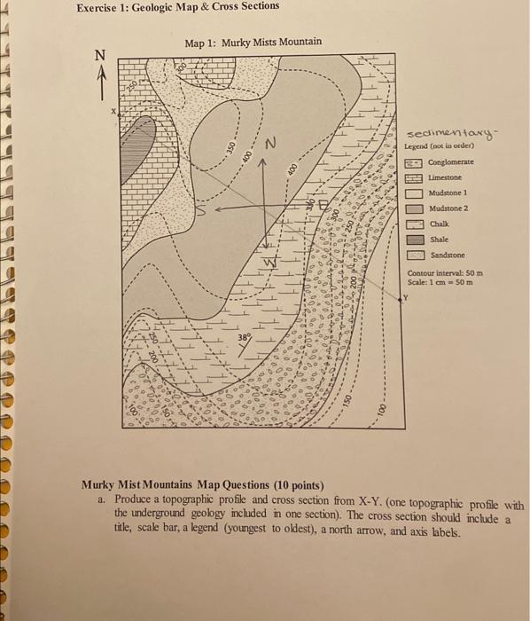 Solved Produce a topograchic grapgh. and cross section from | Chegg.com