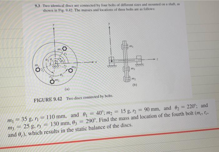 Solved 9.3 Two identical discs are connected by four bolts | Chegg.com