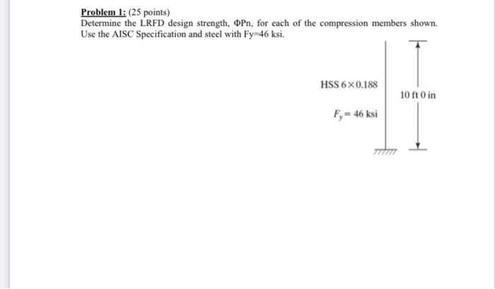 Solved Problem 1: ( 25 points) Determine the LRFD design | Chegg.com