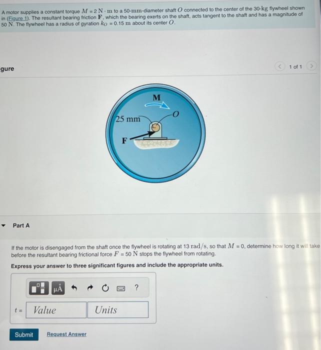 Solved A motor supplies a constant torque M=2 N⋅m to a 50 | Chegg.com
