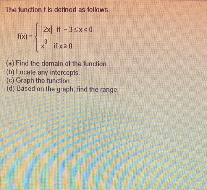 Solved The function f is defined as follows. f(x)={∣2x∣x3 if | Chegg.com