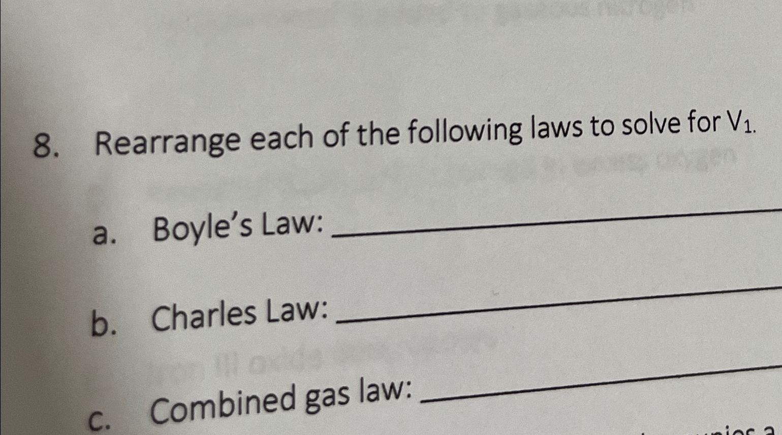 Solved Rearrange each of the following laws to solve for | Chegg.com