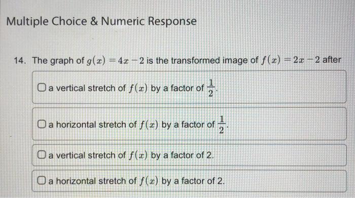 Solved Multiple Choice \& Numeric Response 14. The graph of | Chegg.com