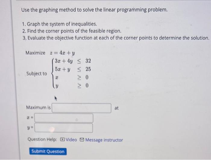 Solved Use the graphing method to solve the linear | Chegg.com