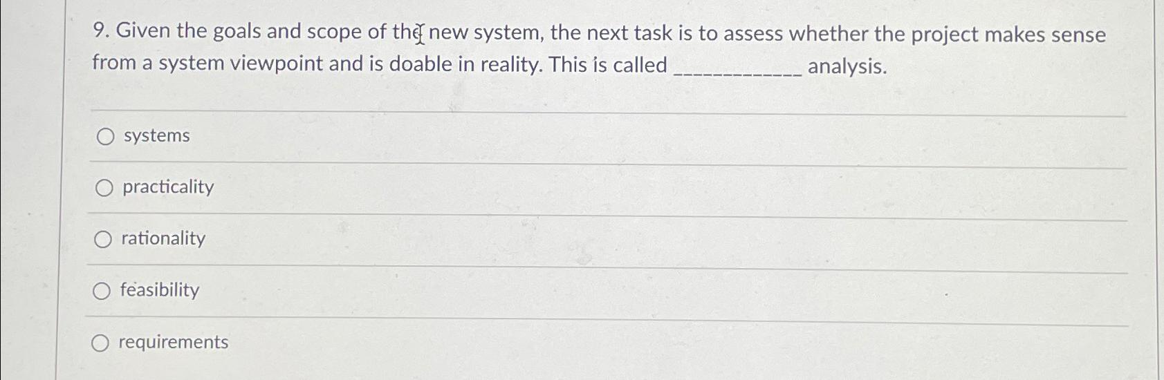 Solved Given the goals and scope of the्్ ﻿new system, the | Chegg.com