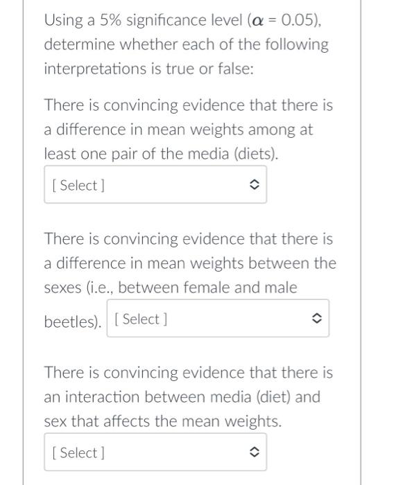 Solved Using a 5% significance level (α=0.05), determine | Chegg.com
