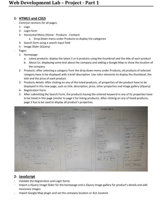 Web Development Lab - Project - Part 1 1. HTML5 and | Chegg.com