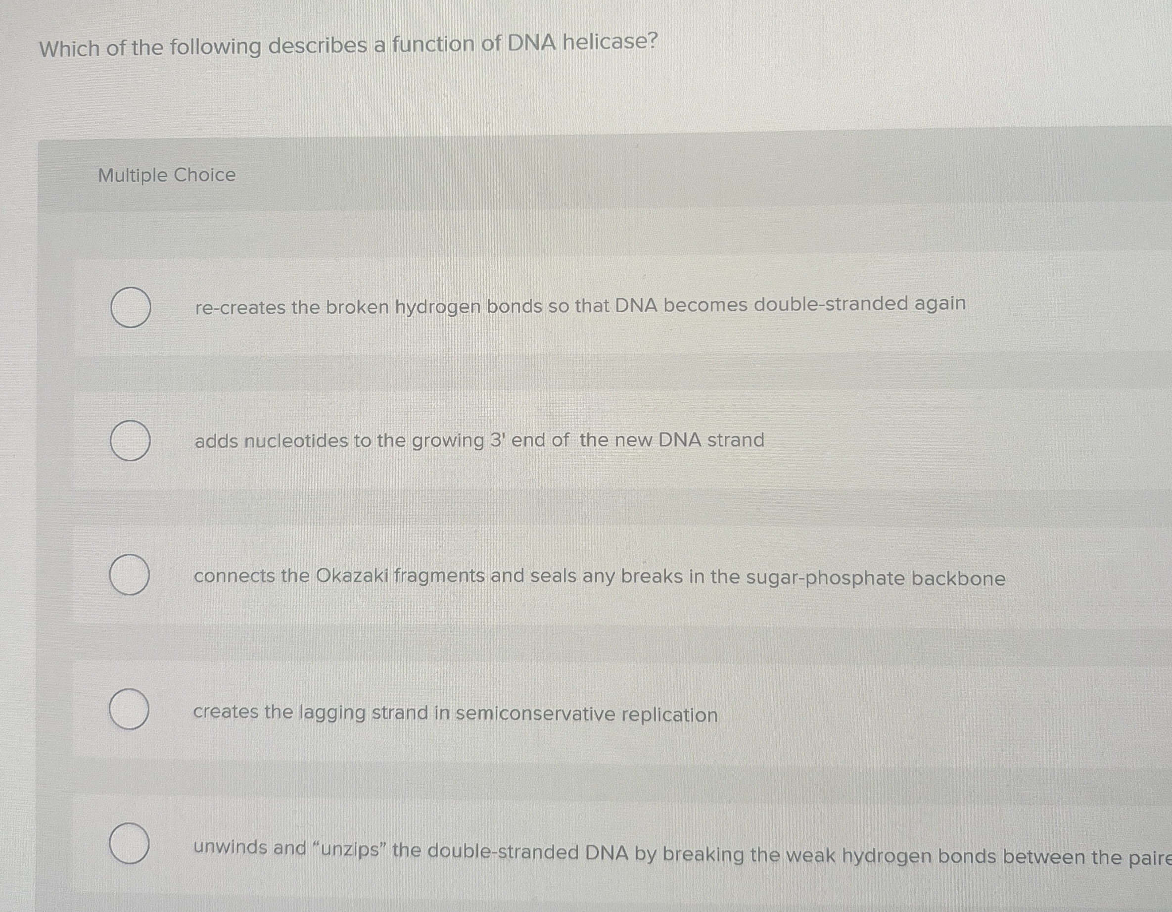 Solved Which of the following describes a function of DNA | Chegg.com