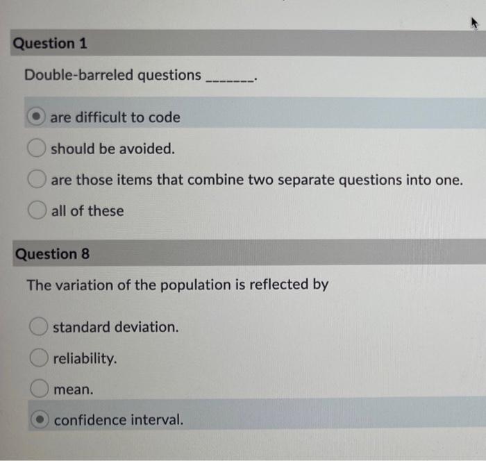 Solved Question 1 Double-barreled questions are difficult to | Chegg.com