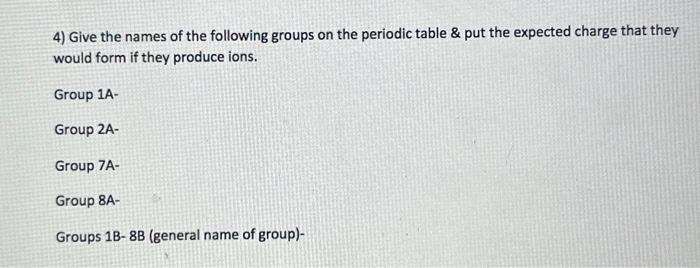 Solved 4) Give the names of the following groups on the | Chegg.com