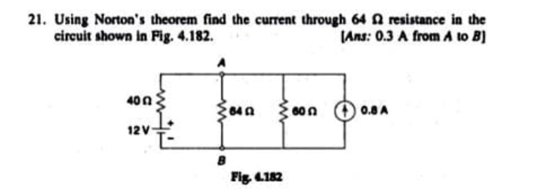 Using Norton's theorem find the current through 64Ω | Chegg.com