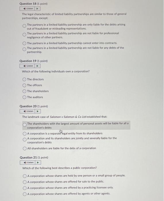 Solved The legal characteristic of limited liability | Chegg.com