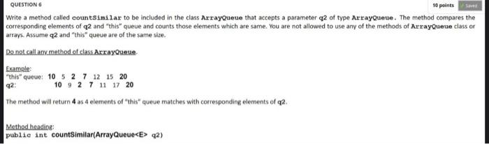 Solved Write a method called countsimilar to be included in | Chegg.com