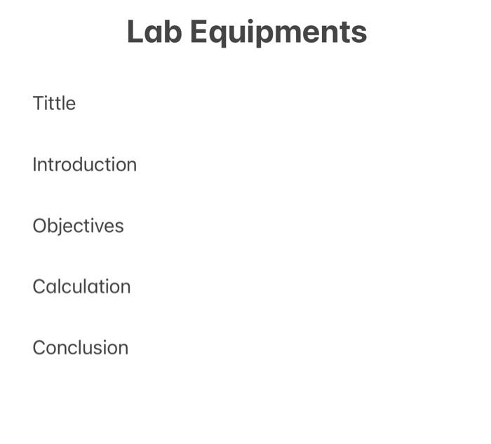 Solved Lab Equipments Tittle Introduction Objectives | Chegg.com