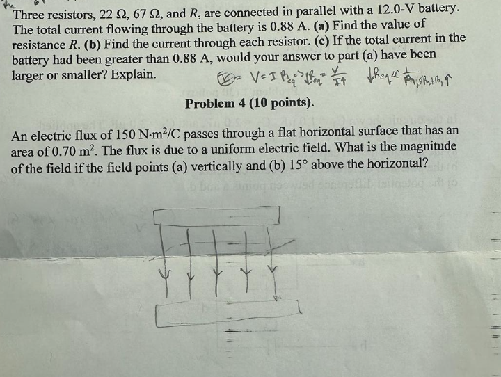 Solved 1) ﻿Three resistors, 22 ﻿ohms ,67 ﻿ohms , ﻿and R, | Chegg.com