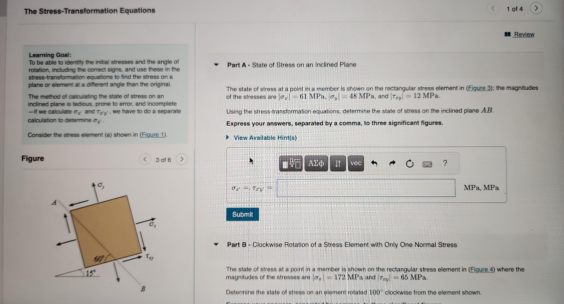Solved The Stress-Transformation Equations 1 of 4 Learning | Chegg.com