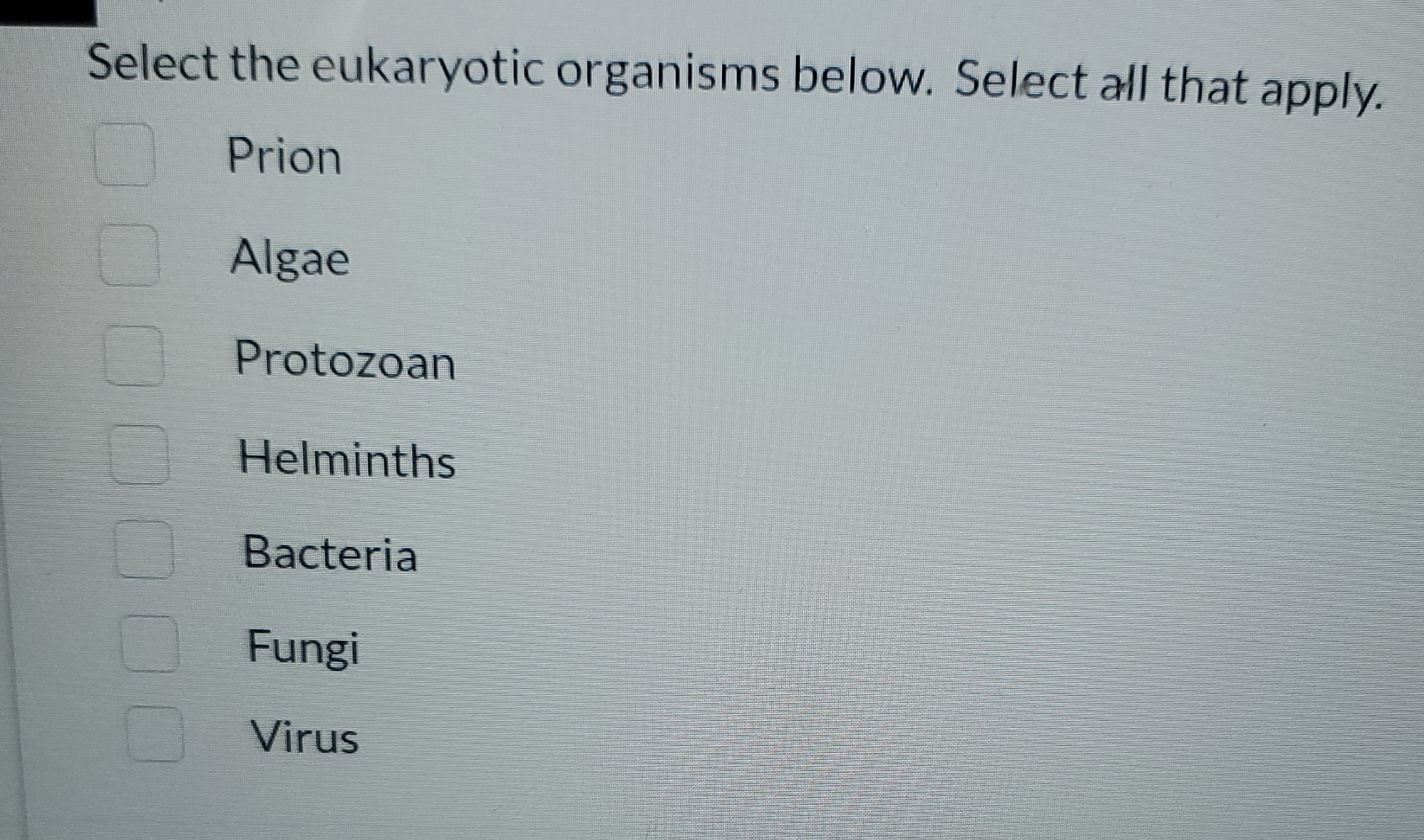 Solved Select the eukaryotic organisms below. Select all | Chegg.com
