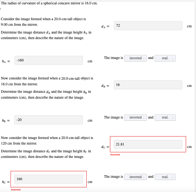 Solved The radius of curvature of a spherical concave mirror | Chegg.com
