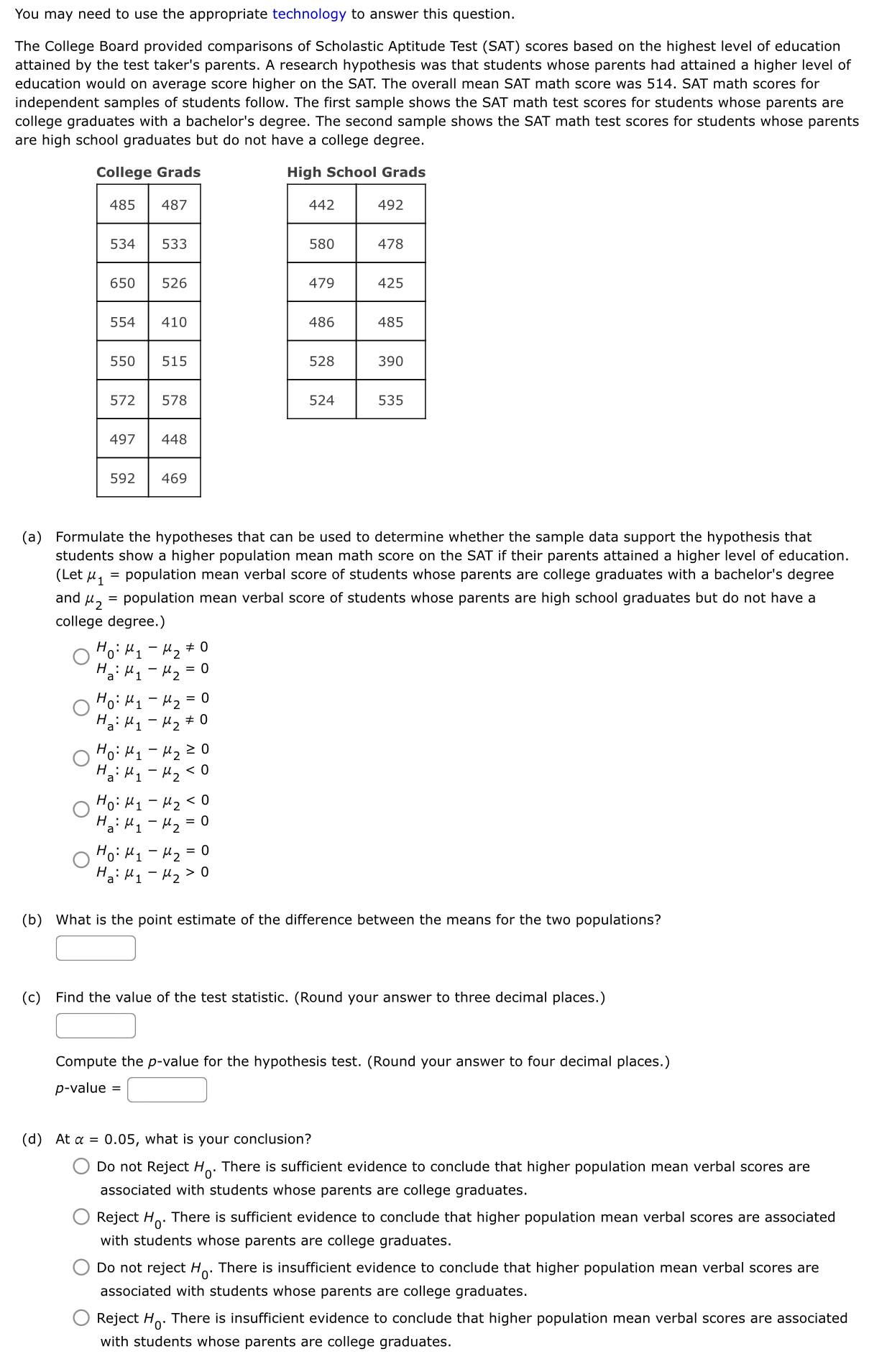Solved (a) ﻿Formulate the hypotheses that can be used to | Chegg.com