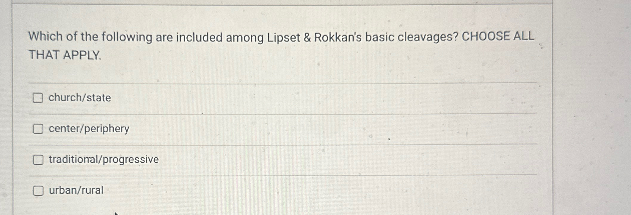 Solved Which of the following are included among Lipset & | Chegg.com