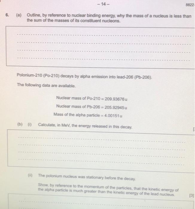 Solved (a) Outline, by reference to nuclear binding energy, | Chegg.com
