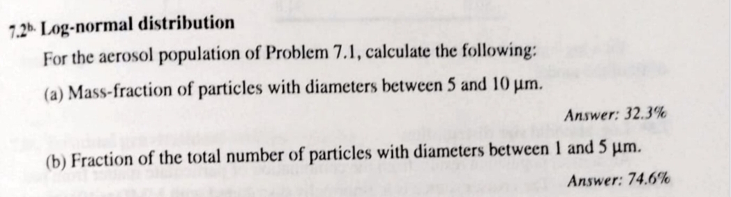 Solved 7.2b. ﻿Log-normal distributionFor the aerosol | Chegg.com