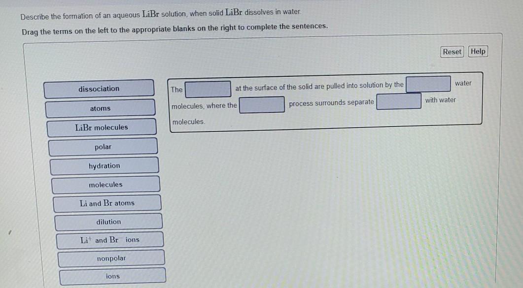 Solved Describe the formation of an aqueous LiBr solution, | Chegg.com