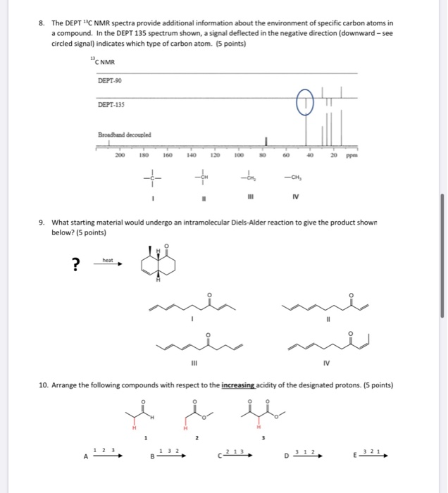 Solved 8. The DEPT 13C NMR spectra provide additional | Chegg.com
