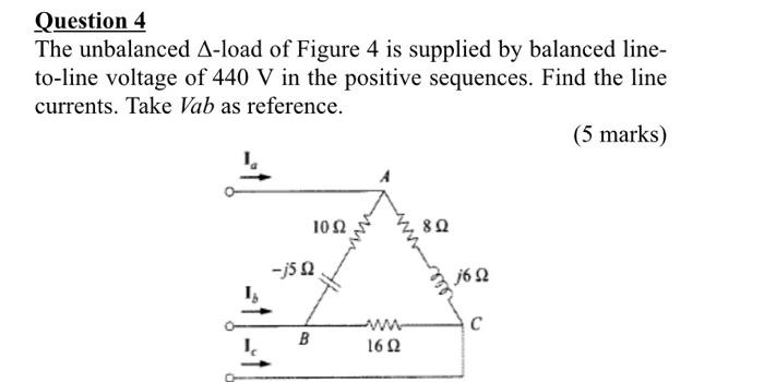 Solved Question 4 The unbalanced A-load of Figure 4 is | Chegg.com