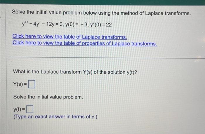 Solved Solve the initial value problem below using the | Chegg.com
