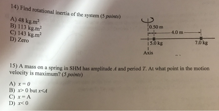 Solved 14) Find rotational inertia of the system (5 points) | Chegg.com
