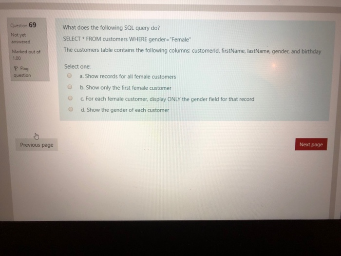 Solved Question 70 Which of the following queries would all | Chegg.com