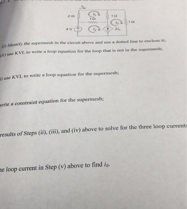 Solved 3192 4V + 210 Identify the supermesh in the circuit | Chegg.com