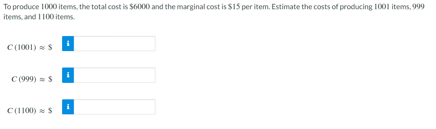 Solved To produce 1000 ﻿items, the total cost is $6000 ﻿and | Chegg.com