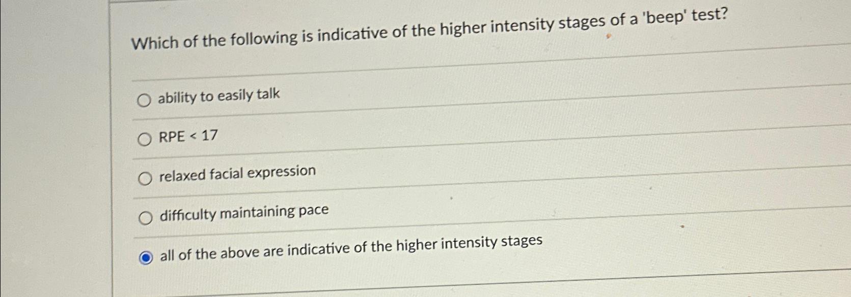 Solved Which of the following is indicative of the higher | Chegg.com