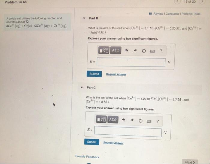 Solved Problem 20.66 15 of 20 u Review Constants 1 Periodic | Chegg.com