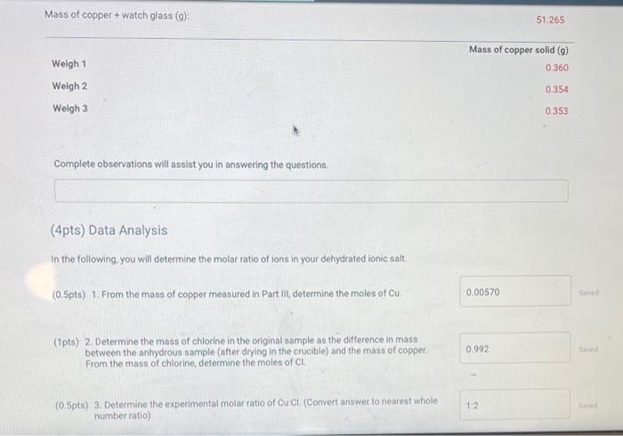 Solved Part 1 Mass of empty crucible (a): Mass of crucible | Chegg.com