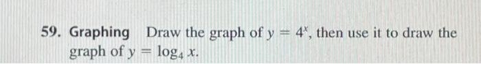 Solved 59. Graphing Draw the graph of y = 4^x, then use it | Chegg.com