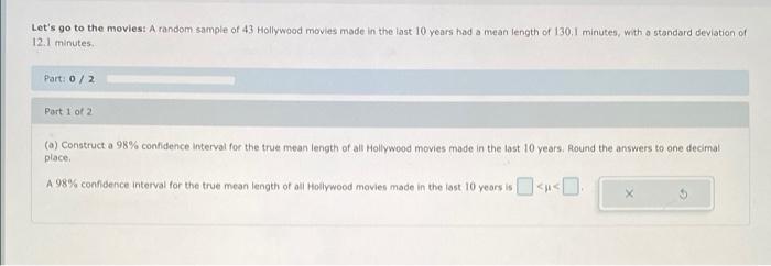 Solved Let's go to the movies: A random sample of 43 | Chegg.com