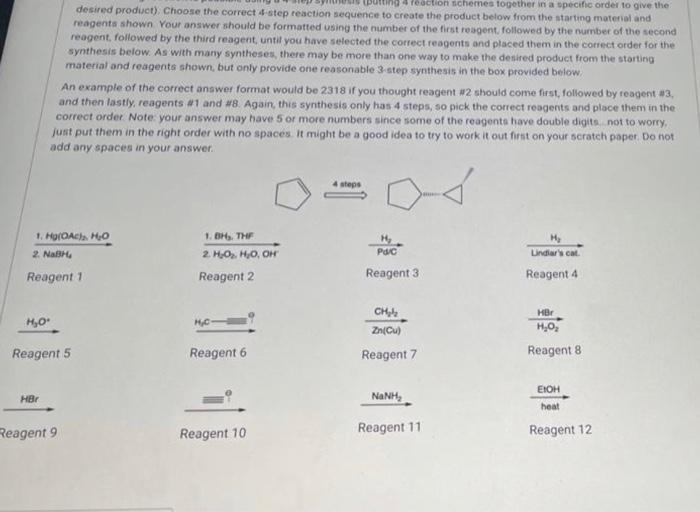 Solved desired product); Choose the correct 4-step feaction | Chegg.com