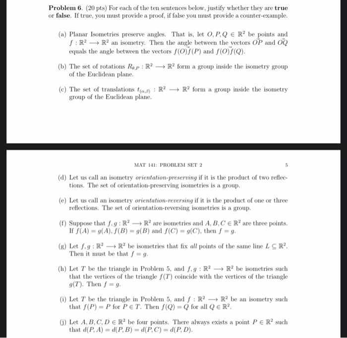 Solved Problem 6. (20 pts) For each of the ten sentences | Chegg.com