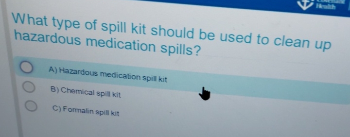 Solved What type of spill kit should be used to clean up | Chegg.com