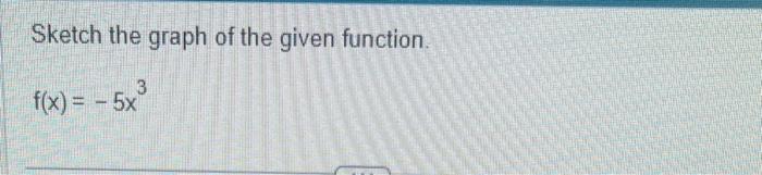Solved Sketch the graph of the given function. f(x)=−5x3 | Chegg.com