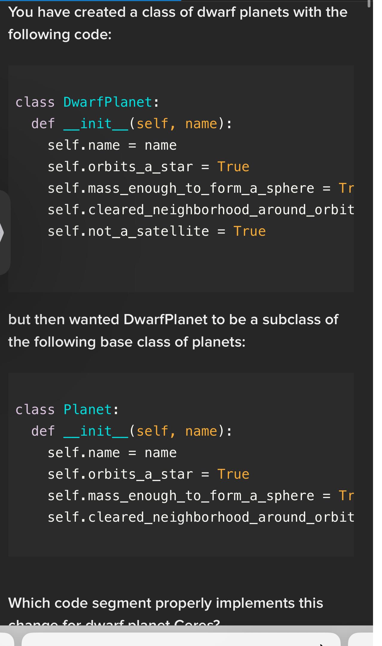 Solved You have created a class of dwarf planets with the | Chegg.com